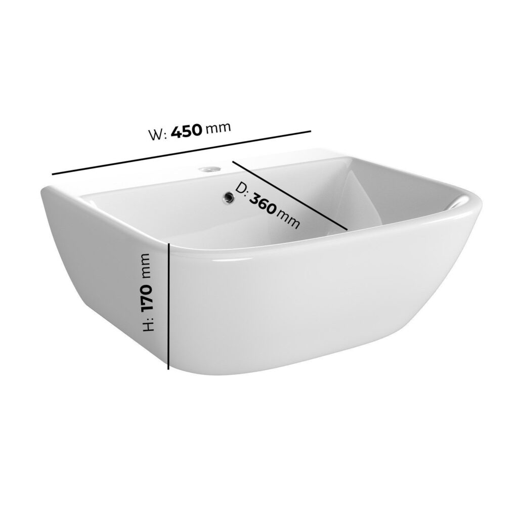 Cloakroom Wall Hung Basin 450mm – Atlanta – Crystal Baths